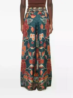 PIERRE-LOUIS MASCIA Geometric Print Wide-leg Trousers - Green