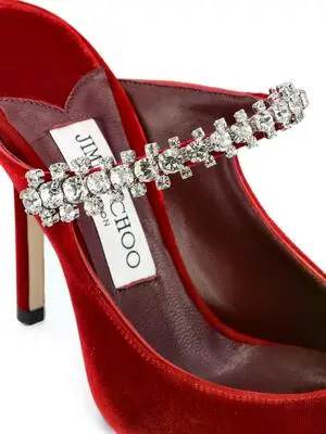 JIMMY CHOO Bing Crystal-embellished Velvet Mules - Red