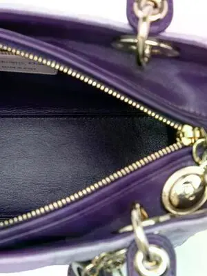 Dior Medium Tricolor Lambskin Cannage Lady Satchel - Purple