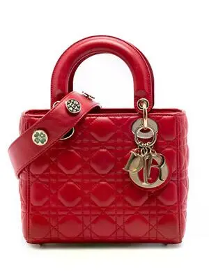 Dior Lambskin Cannage Lady Satchel - Red