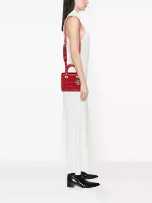 Dior Lambskin Cannage Lady Satchel - Red