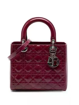 Dior Patent Cannage Lady Satchel - Red