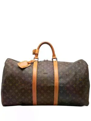 LOUIS VUITTON Monogram Keepall 55 Travel Bag - Brown