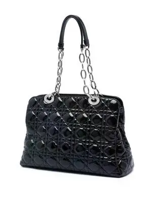 Dior 2014 Medium Patent Cannage Lady Soft Shopping Tote Bag - Black
