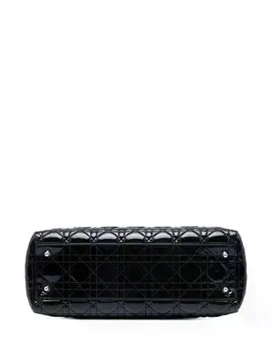 Dior 2014 Medium Patent Cannage Lady Soft Shopping Tote Bag - Black