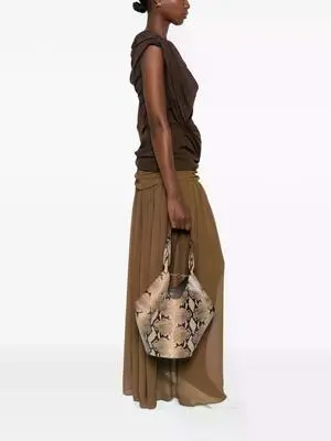 Khaite Small Lotus Snake-effect Tote Bag - Neutrals