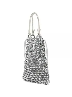 Staud Karla Beaded-mesh Drawstring Tote Bag - Silver