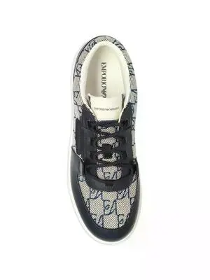 Emporio Armani Monogram Print Leather Sneakers