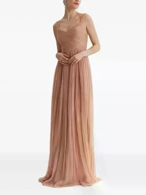 FRAMBOISE Pleated Silk Maxi Dress