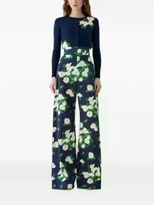 Carolina Herrera Floral Print Wide-leg Trousers