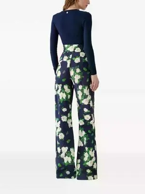 Carolina Herrera Floral Print Wide-leg Trousers