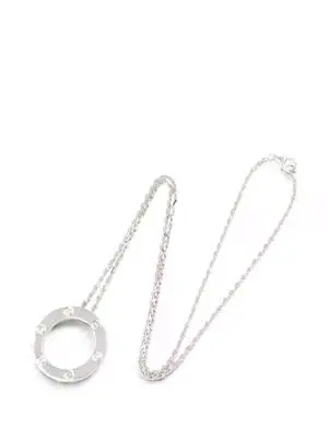 Cartier 18k White Gold Diamond Circle Pendant Necklace - Silver