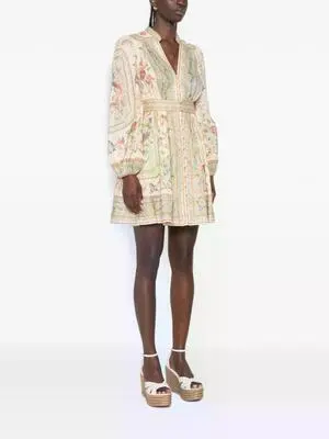Zimmermann Roselight Floral-print Linen Mini Dress