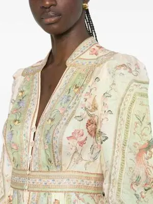 Zimmermann Roselight Floral-print Linen Mini Dress