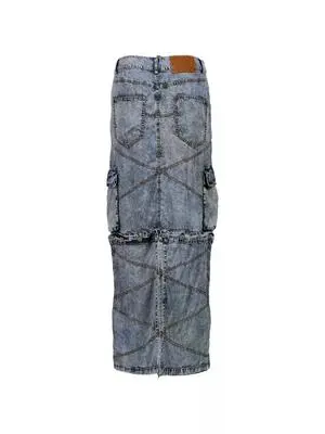 YUEQI QI Acid Wash Convertible Maxi Skirt