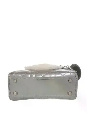 Dior Micro Metallic Patent Cannage Lady Satchel - Silver