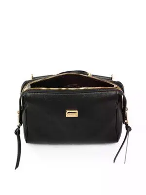 Dolce & Gabbana Pebbled Leather Tote Bag With Logo Plaque - Black