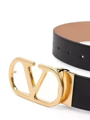 Valentino Garavani Vlogo Leather Belt - Black