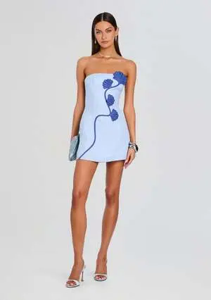 Azulu Dante Strapless Mini Dress - Wave Blue