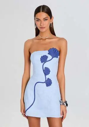 Azulu Dante Strapless Mini Dress - Wave Blue