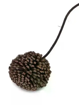Dragon Diffusion Leather Pom-pom Charm With Cord Strap - Brown