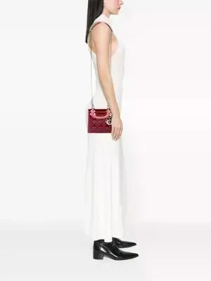 Dior Mini Patent Cannage Lady Satchel - Red