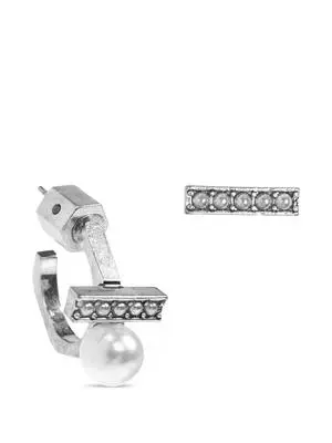 ALLSAINTS Glass Pearl-embellished Hoop Earrings - Silver