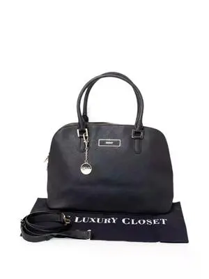 Dkny Logo Plaque Leather Tote Bag