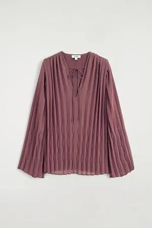 Cos Tie-front Pleated Georgette Blouse