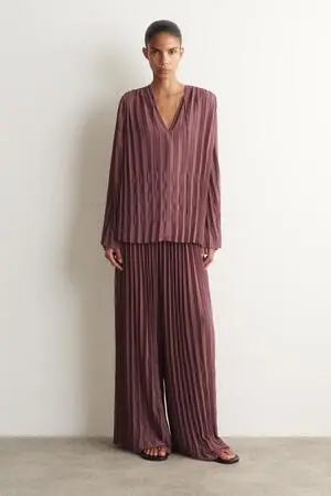Cos Tie-front Pleated Georgette Blouse