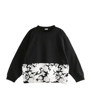 Dries Van Noten Long Sleeve Sweatshirt With Printed Hem - Black