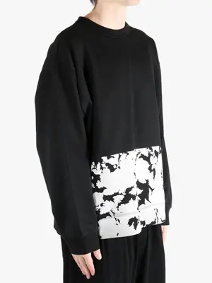 Dries Van Noten Long Sleeve Sweatshirt With Printed Hem