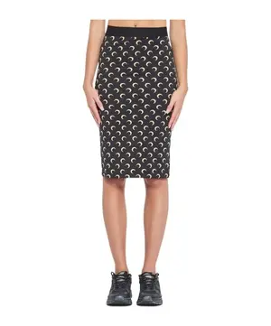MARINE SERRE Moon-print Midi Skirt - Black