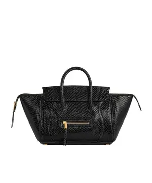 Celine Little Luggage In Python - Black