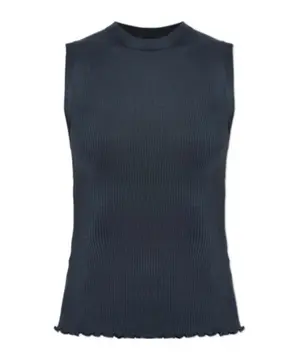Alaïa Ribbed High Neck Sleeveless Top - Navy