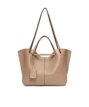 Max Mara Double Nappa Leather Shopper Bag - Mud