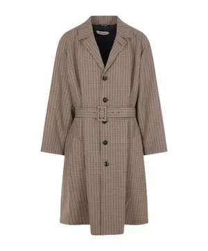 NAMACHEKO Single-breasted Wool Checked Coat - Brown