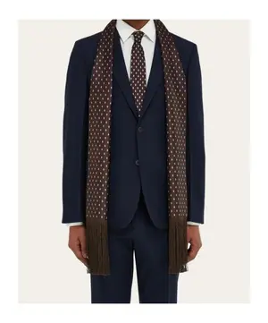 FERRAGAMO Micro Gancini Print Silk Scarf