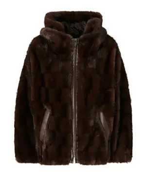Pinko Faux Fur Blouson Jacket With Hood - Brown