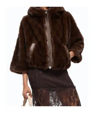 Pinko Faux Fur Blouson Jacket With Hood