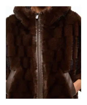Pinko Faux Fur Blouson Jacket With Hood