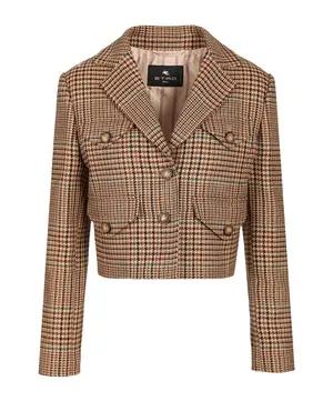 Etro Cropped Houndstooth Blazer - Multicolor