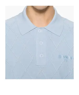 Balmain Diamond-knit Logo-embroidered Polo Shirt