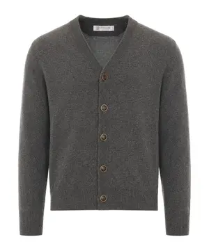 Brunello Cucinelli Buttoned V-neck Cardigan - Grey