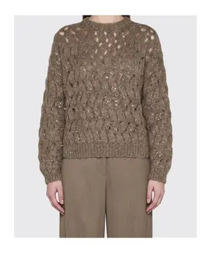 Brunello Cucinelli Dazzling Zigzag Cables Jumper - Brown