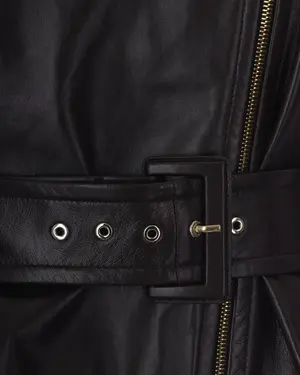 Max Mara Leather Belted Jacket