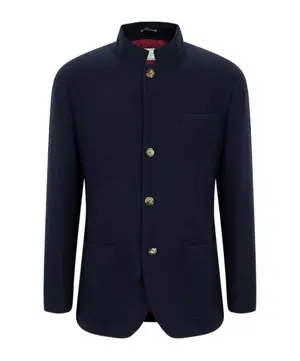 Brunello Cucinelli Long Sleeve Casual Jacket - Navy Blue  Ruby Red