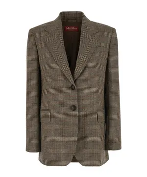 Max Mara Tailored Blazer With Notched Lapel And Plaid Print - Multicolor