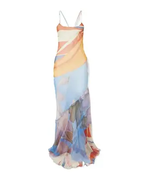 DONDE ESTEBAN Casual Watercolor Print Maxi Dress - Multicolor
