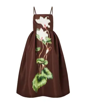 Oscar De La Renta Pleated Floral-print Faille Midi Dress - Multicolor